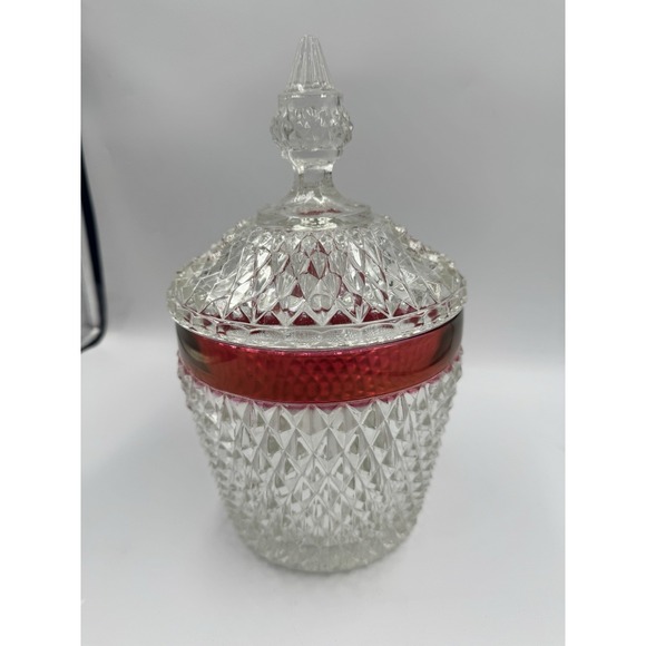Indiana Glass | Dining | Vintage Indiana Glass Diamond Point Ruby Flash ...